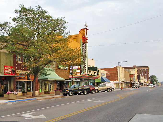 Downtown Scottsbluff's historic Midwest Theater stands as a beacon of small-town charm, where your entertainment dollar stretches further than your retirement dreams.