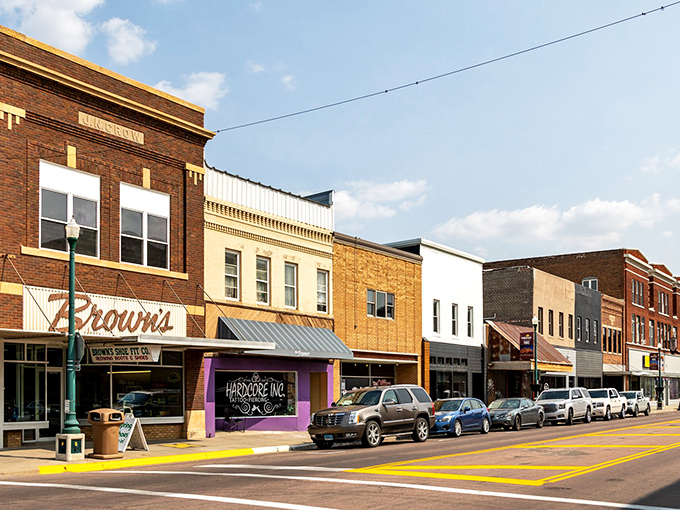 Mitchell's historic downtown stands proud in red brick glory, proving Main Street America never went out of style.