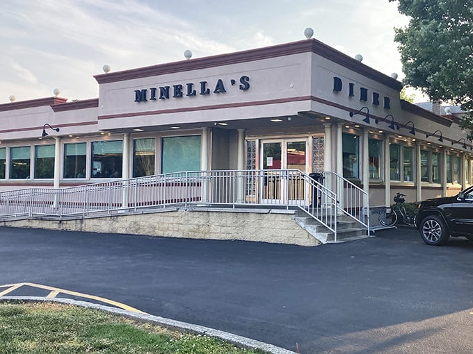 The classic diner silhouette of Minella's stands proudly against the Pennsylvania sky, a beacon of comfort food that's been satisfying Main Line appetites for generations.