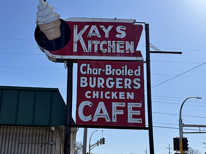 That vintage sign isn't just advertising—it's practically broadcasting deliciousness across central Minnesota like some kind of breakfast beacon.