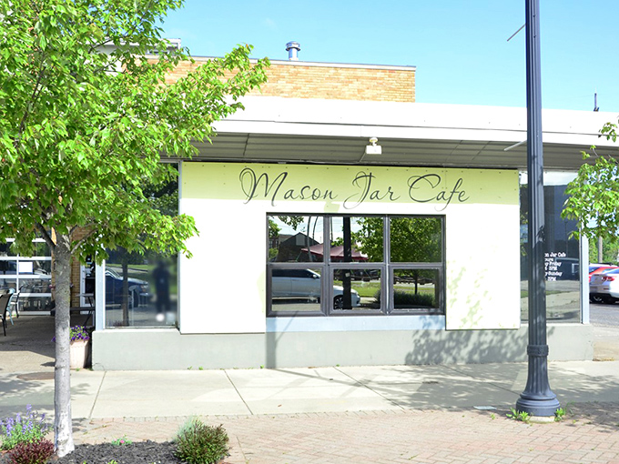 The bright, welcoming facade of Mason Jar Caf&eacute; stands out like a breakfast beacon in Benton Harbor&rsquo;s Arts District, inviting you in for comfort food done right.