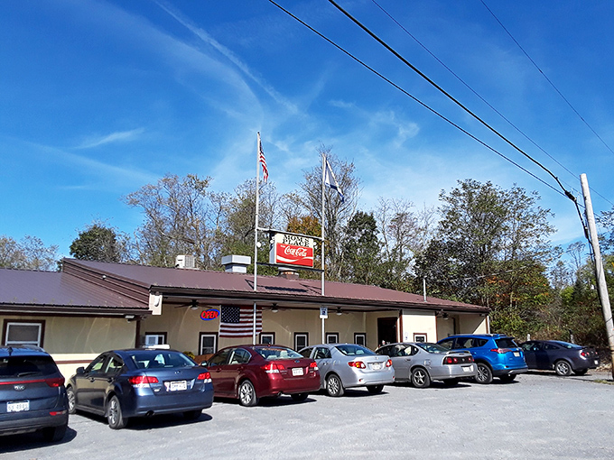 With its classic Coca-Cola sign and American flag, Mom&rsquo;s Place proves you don&rsquo;t need fancy architecture when the breakfast inside speaks for itself.