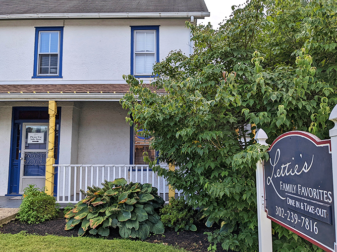 The charming white farmhouse with blue trim isn't just picturesque &ndash; it's housing some of Delaware's most comforting cuisine. Home is where the pie is.