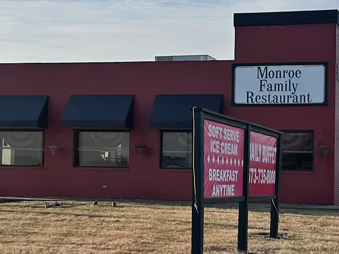 That iconic sign promises three essentials of Midwestern happiness: soft-serve ice cream, daily buffet, and the sacred right to breakfast anytime.