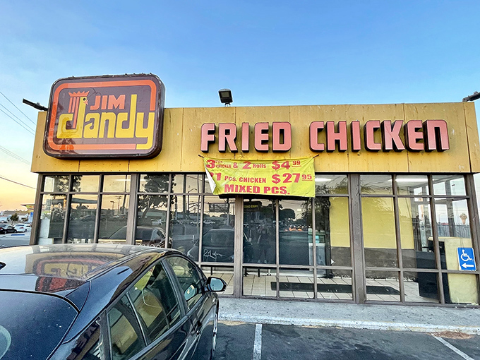 That yellow sign isn't whispering&mdash;it's announcing crispy chicken excellence with the confidence of a seasoned soul food champion.
