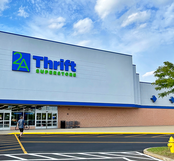 The iconic blue and green signage of 2nd Ave Thrift Superstore stands as a beacon for bargain hunters across Pennsylvania.
