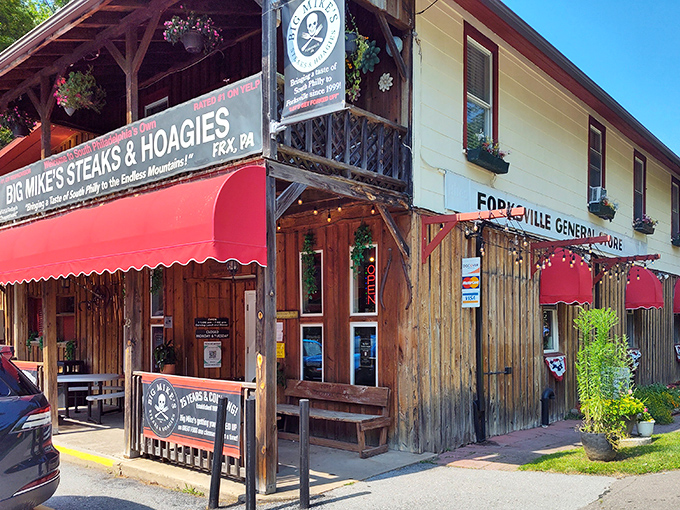 Rustic charm meets culinary magic at this wooden storefront in Forksville. The red awnings practically whisper, "Come in, the calories don't count in Sullivan County."