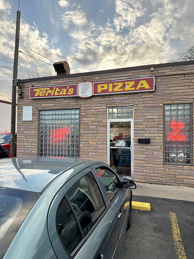 The unassuming stone facade of Terita's Pizza stands like a time capsule on Cleveland Avenue, its vintage sign promising pizza perfection without pretension.