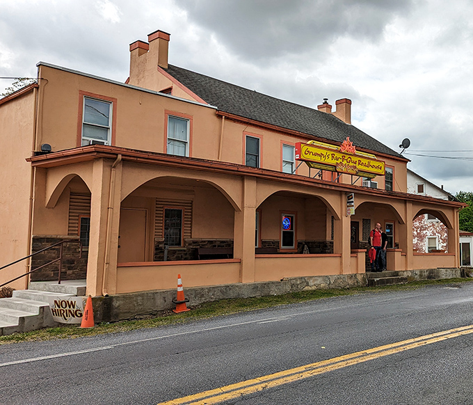 The peachy facade of Grumpy's might look unassuming, but inside lurks barbecue that would make even the most dedicated vegetarian question their life choices.