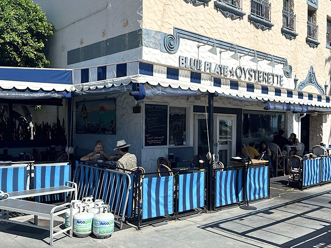 Those blue and white stripes aren't just pretty&mdash;they're a beacon calling you to seafood paradise on Ocean Avenue.