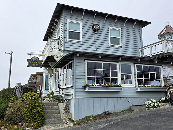 The blue coastal cottage that houses Sea Chest Oyster Bar looks like it was plucked from a New England postcard and dropped onto California's Central Coast.