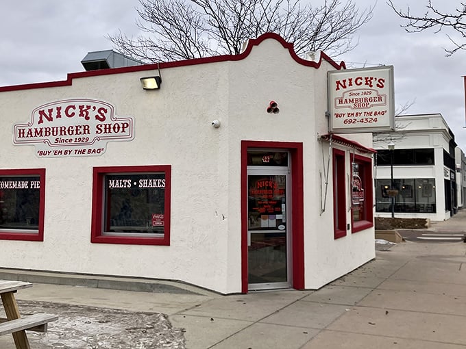 Nick's iconic white building with red trim stands as a beacon of burger perfection in downtown Brookings. Some architectural wonders don't need skyscraper status to achieve greatness.