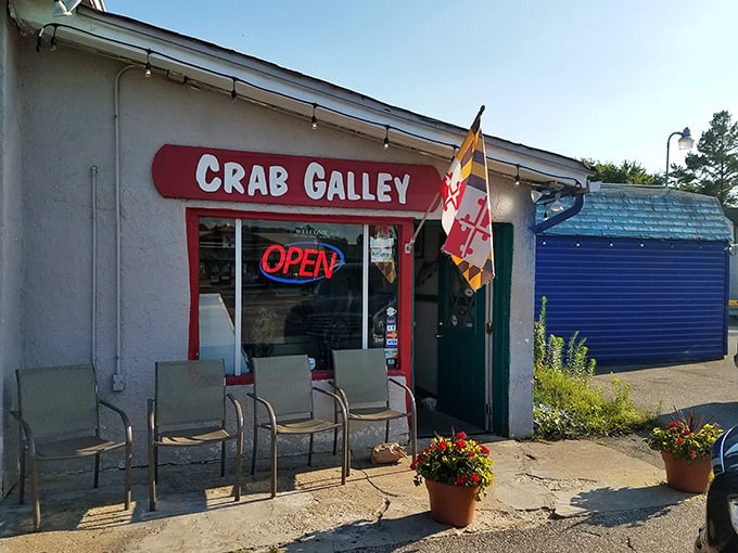 The unassuming exterior of The Crab Galley proves once again that in Maryland, the most spectacular seafood often hides behind the most modest facades.