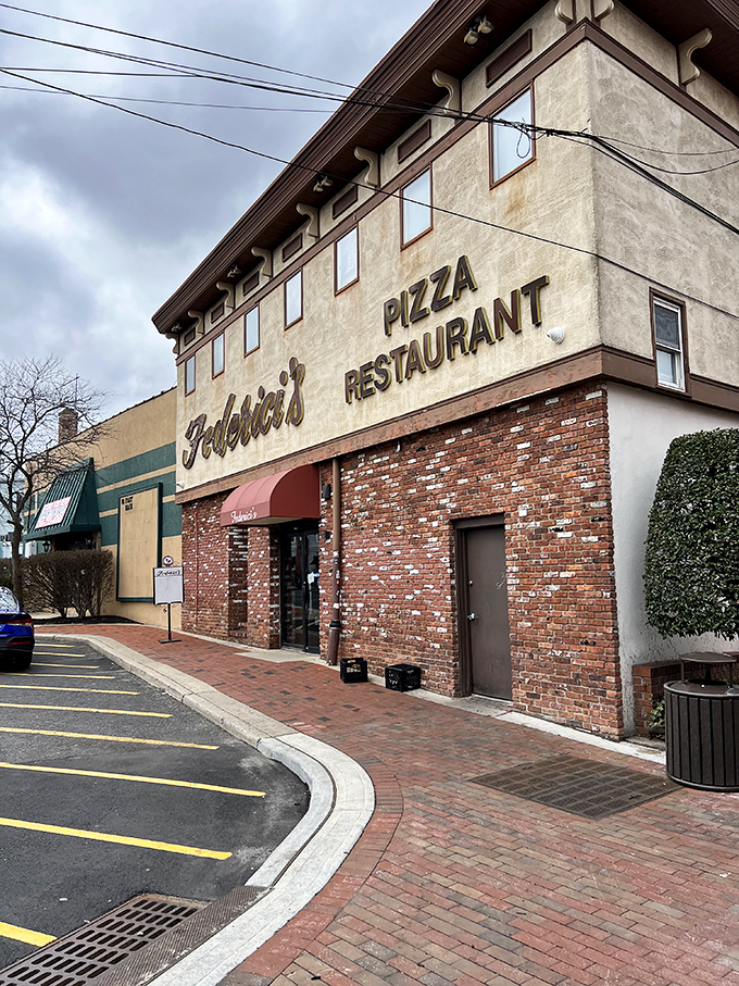 The brick-and-stucco exterior of Federici's stands like a culinary lighthouse in Freehold, promising Italian-American comfort that never goes out of style.