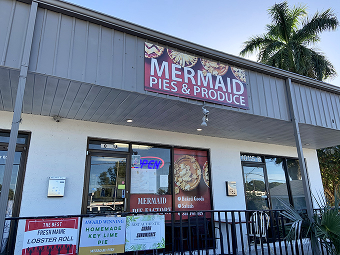 The unassuming storefront belies the culinary treasures within. Like finding a pearl in an oyster, Mermaid Pies' modest exterior hides extraordinary delights.