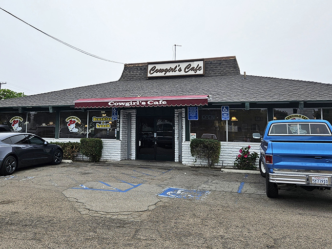 The unassuming exterior of Cowgirl's Cafe proves once again that the best comfort food often hides behind the most modest facades. No pretension, just breakfast promise.
