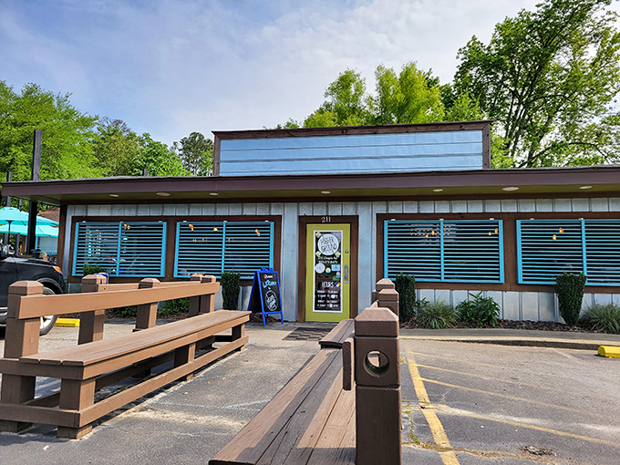 The unassuming exterior of Higher Ground Char House hides culinary treasures within, like finding a diamond in your backyard that's been there all along.