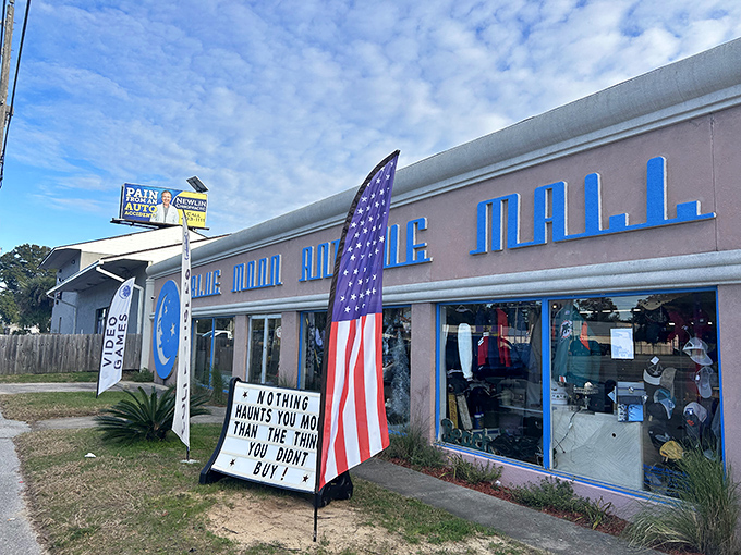 The turquoise lettering against gray concrete might not scream "wonderland within," but like all great treasures, Blue Moon keeps its magic just behind the glass