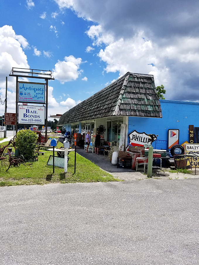 The A-frame roof and weathered sign create that perfect "I've found something special" moment. Florida sunshine meets vintage charm.