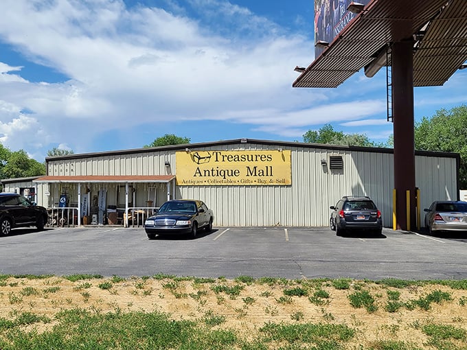 The unassuming exterior of Treasures Antique Mall belies the wonderland within. Like a TARDIS of trinkets, it's bigger on the inside than physics should allow.