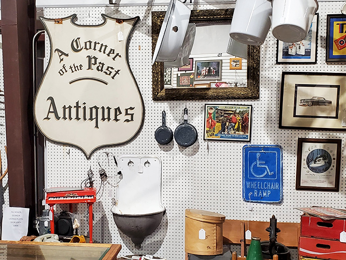 "A Corner of the Past" isn't just a sign&mdash;it's a promise. This pegboard wonderland of vintage treasures beckons with the siren song of nostalgia.
