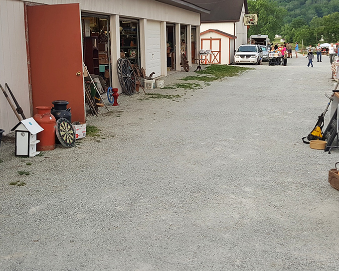 Rustic storage units line the pathways at White's Farm, each one a potential Ali Baba's cave of treasures waiting to be discovered.