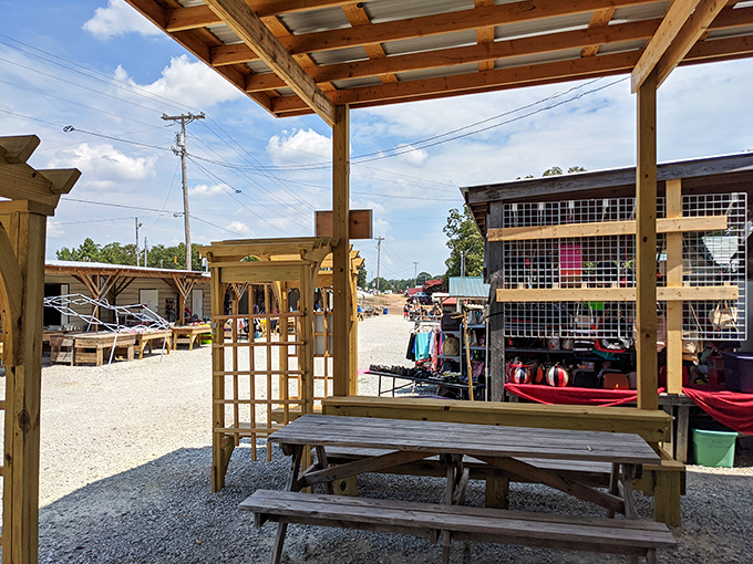 The sprawling gravel expanse of Hilltop Flea Market stretches before you like a treasure map waiting to be explored. Every stall holds potential discoveries!