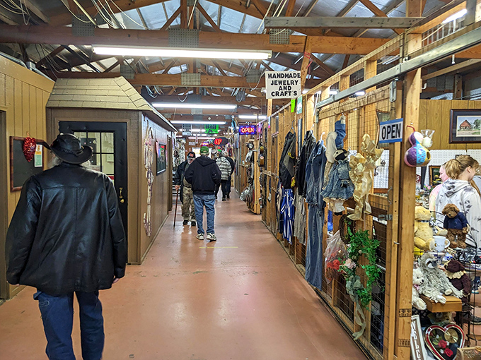 Wooden stalls line the corridors of Capitol Flea Market, creating a treasure hunter's paradise where every turn promises new discoveries.