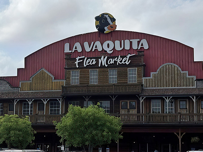 That cheerful cow perched on the roof isn't just decoration&mdash;it's your signal that shopping adventures await below.