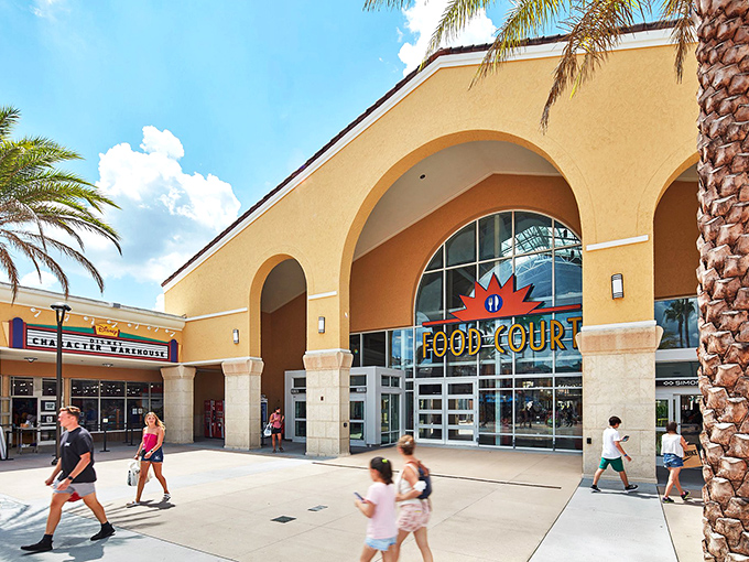 The Mediterranean-inspired architecture of Orlando Vineland Premium Outlets welcomes shoppers like a retail Shangri-La where credit cards come to dance.