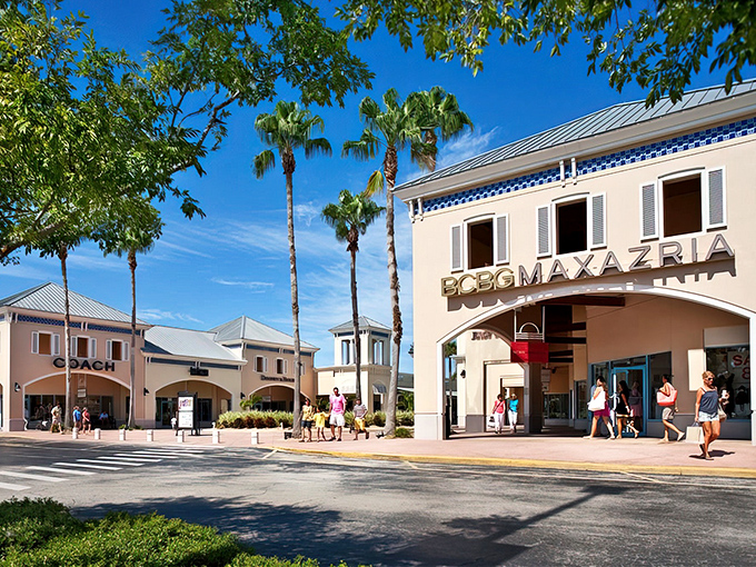 Mediterranean elegance meets bargain hunting paradise at Ellenton Premium Outlets, where palm trees and savings grow in equal abundance.