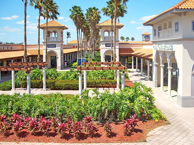 The Mediterranean-inspired architecture sets a vacation-ready vibe &mdash; and with palm trees swaying, the shopping feels just as relaxing as the Keys.