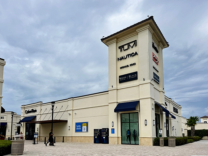The Mediterranean-inspired architecture of Tanger Outlets houses luxury brands like TUMI and Nautica at prices that won't require a second mortgage.