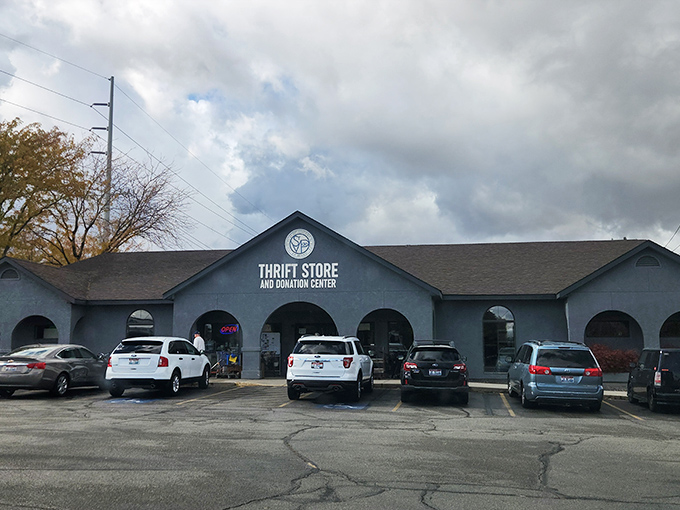 Blue skies and bargains await at this thrifting paradise. The arched entryways practically beckon you to come discover your next conversation piece.