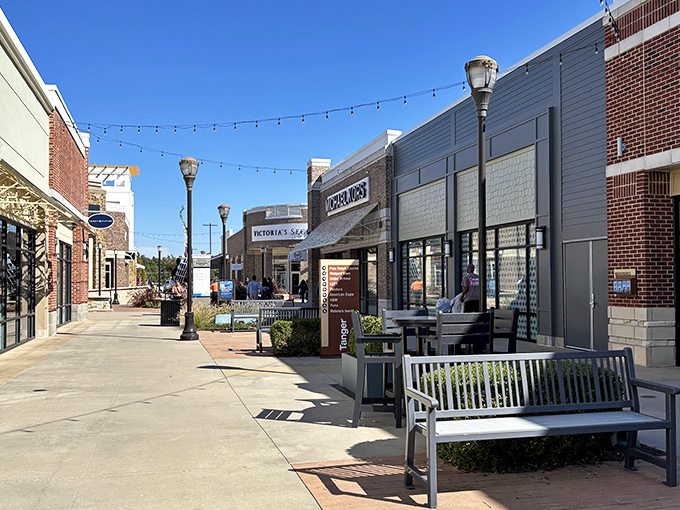 Blue skies and bargains await at Tanger Outlets Southaven, where Under Armour and Tommy Hilfiger stand like retail sentinels guarding treasures within. 