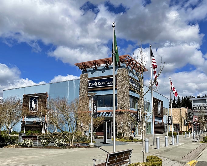 Polo Ralph Lauren stands tall against the Washington sky, its flags waving like fashion beacons calling to label-lovers from miles around.