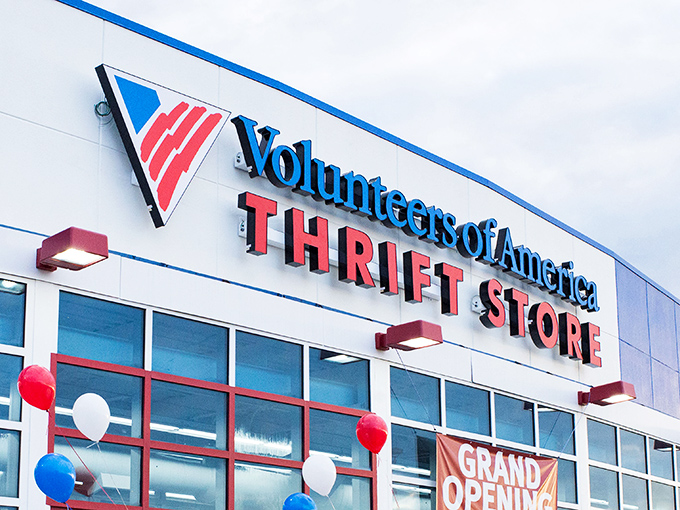 Grand opening balloons add a festive touch to this thrifter's paradise. Like finding money in last year's winter coat, but better&mdash;it's an entire building of bargains.