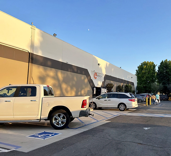 The unassuming exterior of Mercy Warehouse belies the treasure trove within. California sunshine and bargain hunting&mdash;name a more perfect pairing!