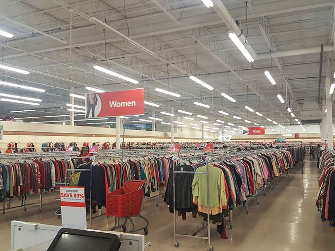 The iconic red "unique" sign promises treasure hunting adventures within. No false advertising here&mdash;what awaits inside truly lives up to the name.