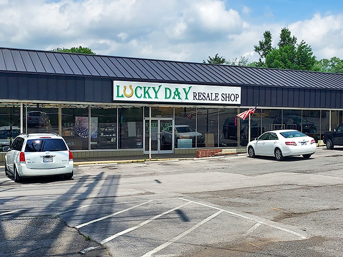 The unassuming storefront hides a treasure trove within. Like finding an oasis in a strip mall desert, Lucky Day beckons bargain hunters with its siren song.
