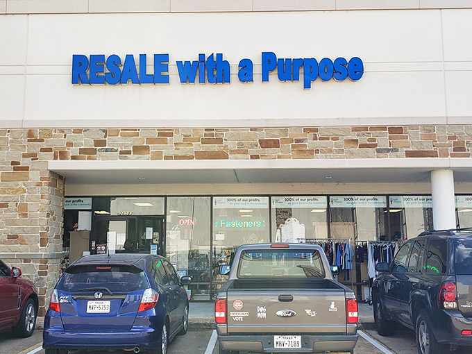 The blue sign beckons like a siren call to bargain hunters. Resale With A Purpose isn't just a store&mdash;it's a treasure-hunting expedition waiting to happen.