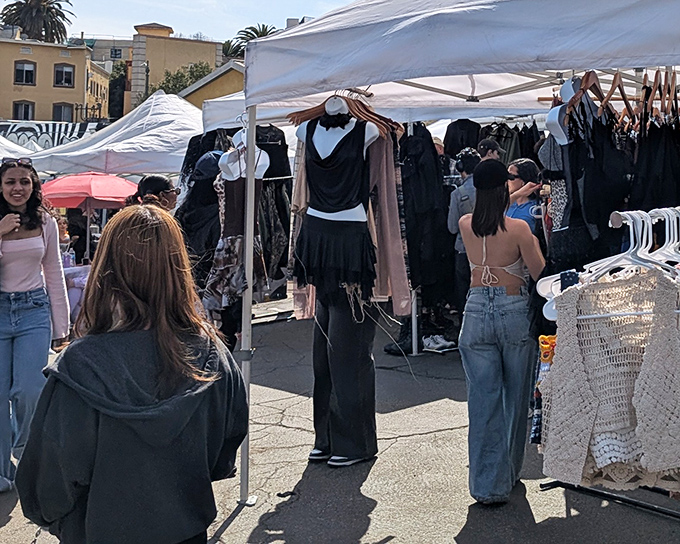 Fashion treasure hunters navigate the maze of white tents at Silverlake Flea, where yesterday's styles become tomorrow's statement pieces.