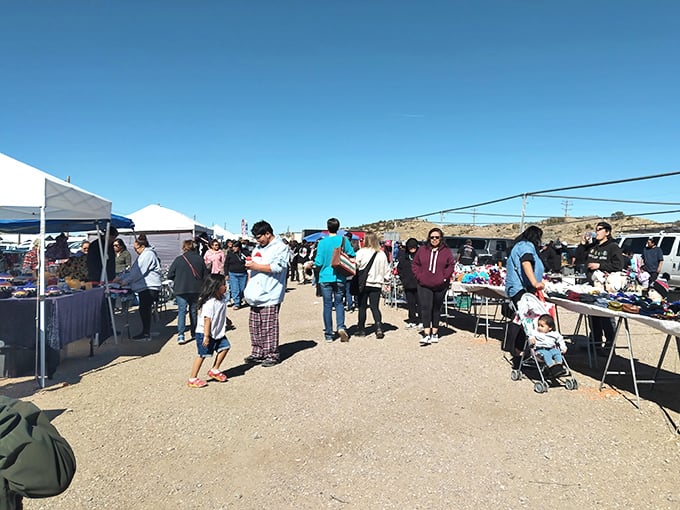 The weekend bazaar transforms this dusty patch of Gallup into a bustling marketplace where families browse, bargain, and bond over unexpected finds.