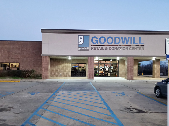 The blue Goodwill sign beckons like a lighthouse for bargain hunters. This unassuming storefront houses treasures waiting to be discovered by savvy Alabama shoppers.