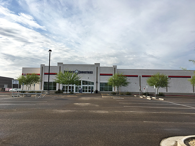 The expansive parking lot might be empty now, but just wait until word gets out about that vintage record collection inside.