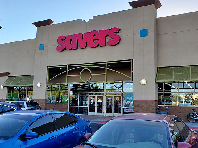 Savers' welcoming storefront stands ready for another day of bargain hunting, where one person's castoffs become another's "Can you believe I only paid $3 for this?!"