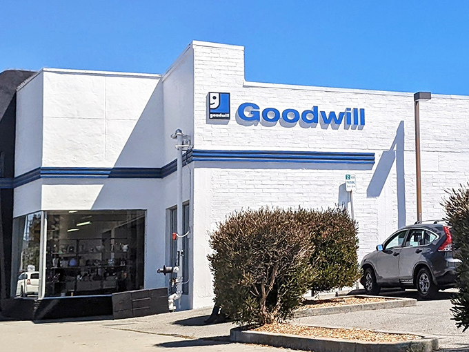 The unassuming exterior of Burlingame's Goodwill hides a treasure trove within. Like a culinary speakeasy, the best finds often lurk behind modest facades.