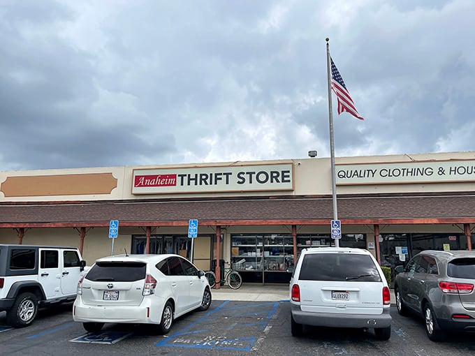 The unassuming exterior of Anaheim Thrift Store promises little but delivers a universe of second-hand treasures waiting to be discovered.