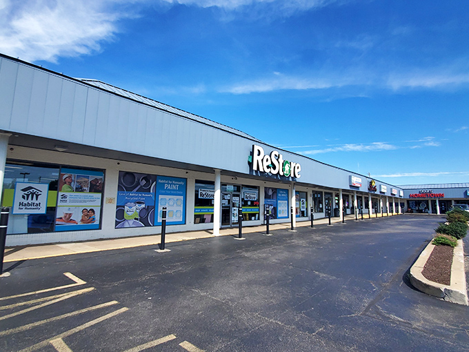 The blue sky seems to celebrate what lies beneath that distinctive green roof&mdash;a treasure hunter's paradise where bargains await.