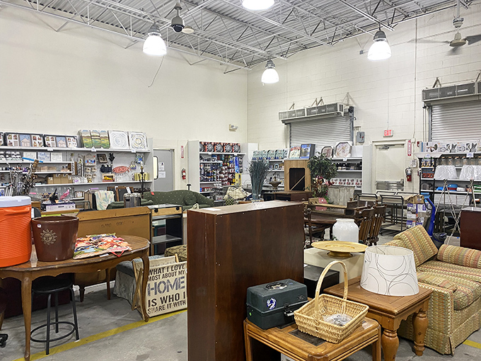 The sleek, modern exterior of Goodwill's Lakeland Superstore belies the treasure trove within&mdash;Florida's ultimate secondhand paradise awaits behind those blue-trimmed doors.